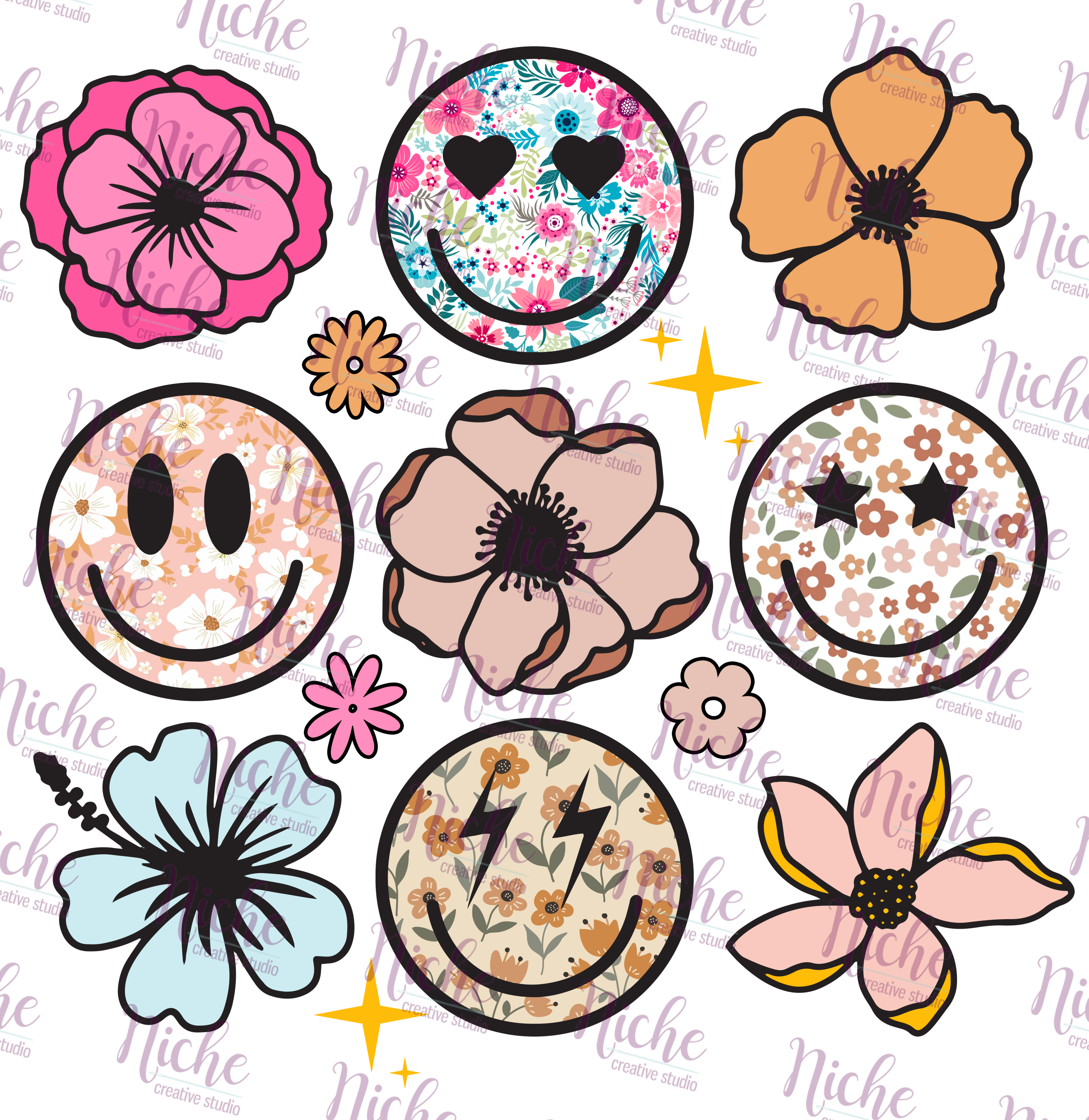 -OTH5230 Smiley Flower Collage Decal – Niche Creative Studio
