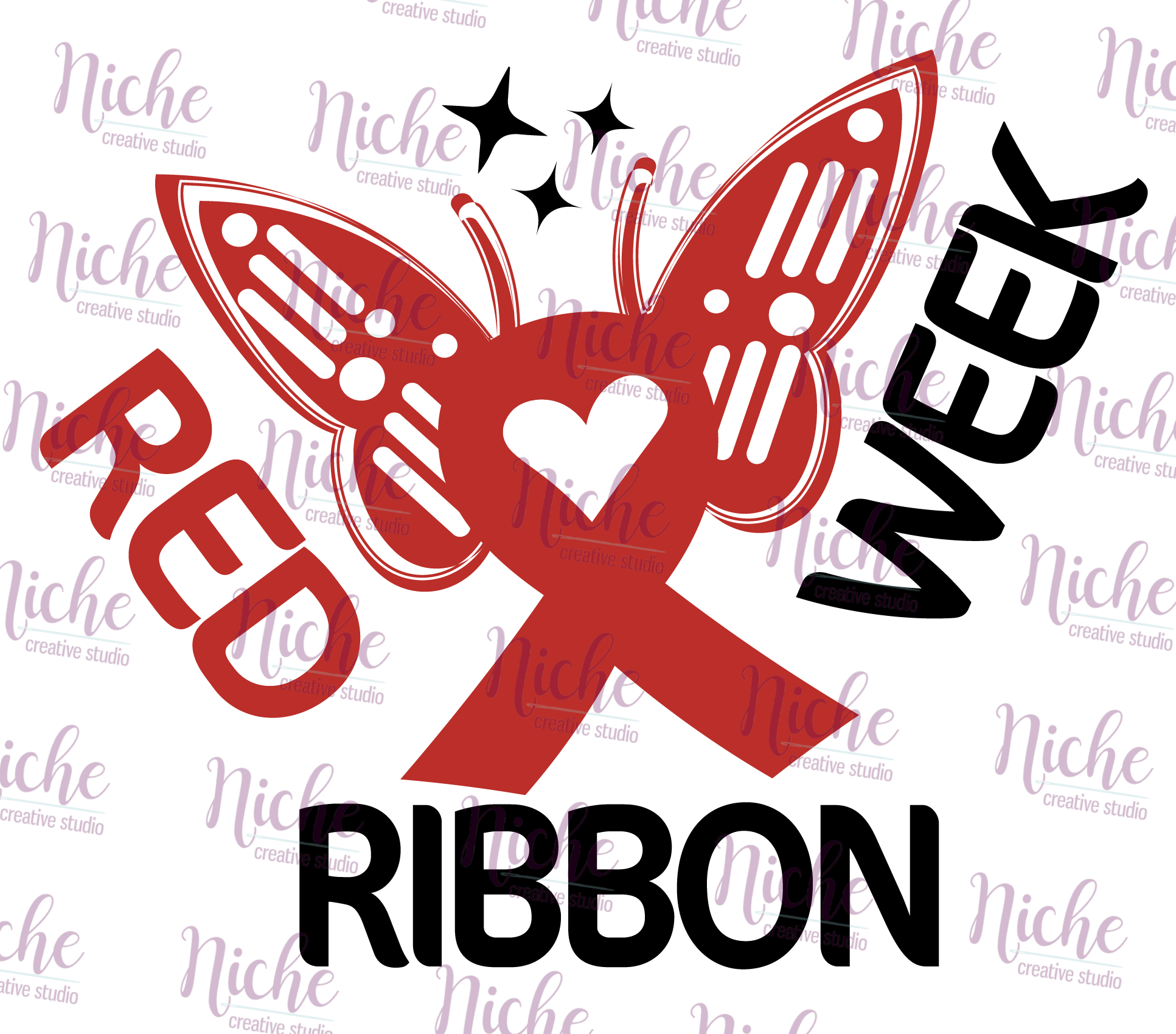 -RED5418 Red Ribbon Butterfly Ribbon Decal – Niche Creative Studio