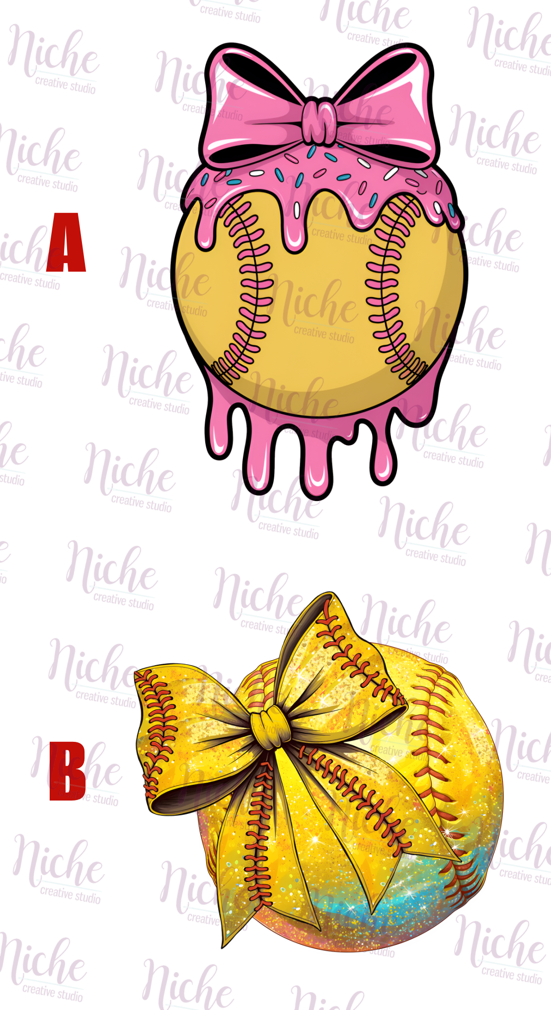 -SPO8236 Softball with Bow Decal – Niche Creative Studio