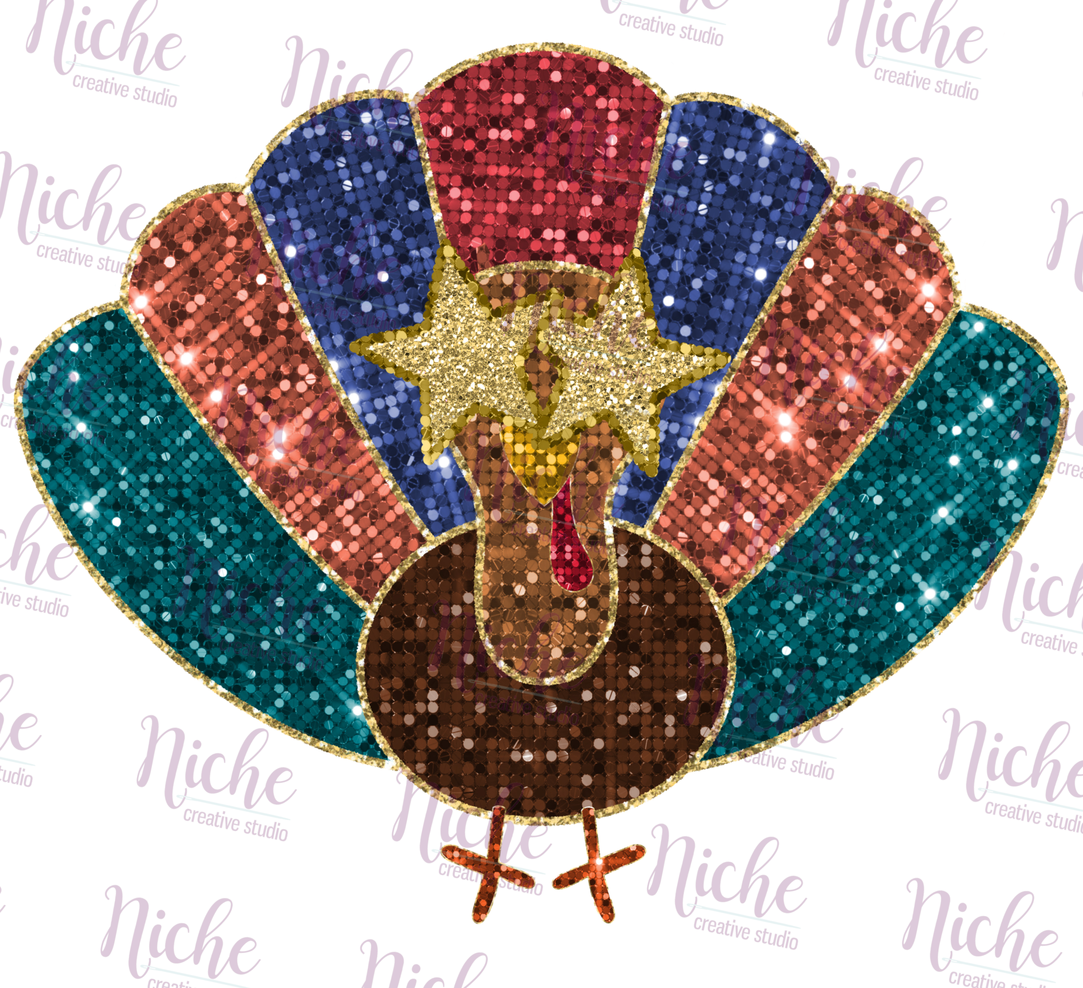 -THA1056 Sequin Turkey Decal – Niche Creative Studio